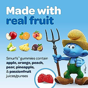The Smurfs 1mg Melatonin Gummies for Kids with Chamomile & Lemon Balm for a Restful Sleep Age 3+ | Non-Habit Forming | Made with Real Fruit in a Smurf Berry | Doctor Developed | 50 Vegetarian Gummy