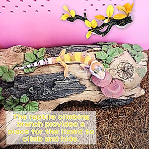 kathson Reptile Corner Branch, Lizard Climb Branches Decor Terrarium Plant Decoration with Suction Cup Reptile Tank Plant Ornament for Bearded Dragons Gecko Snake Spider Frog Climbing (Yellow)