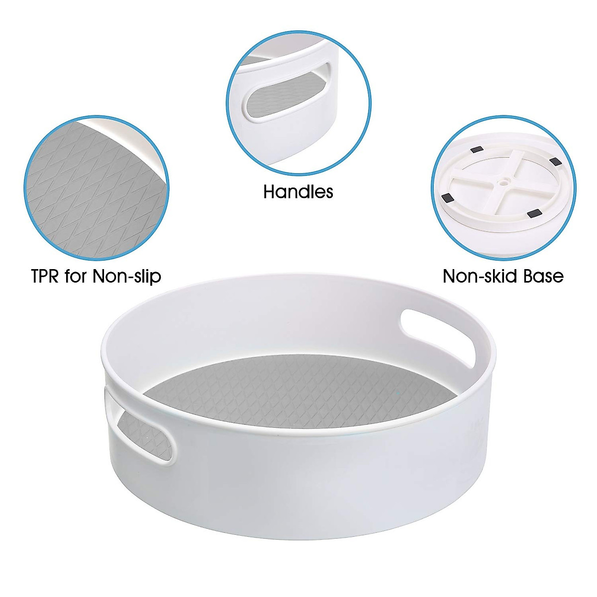 Jeko 2 Pack Plastic Lazy Susan Turntable Storage Container Non-Skid Lining Kitchen Spinning Cabinet Organizers, 9" & 12" Rotating Spice Organizer for Fridge, Pantry, Countertop, Vanity