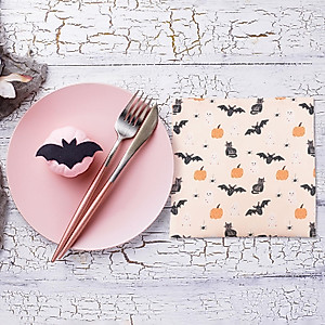 Cheerland Pastel Halloween Theme Napkins - Set of 50 | Adorable Halloween Bat Cat Ghost Pumpkin Design | Indoor/Outdoor
