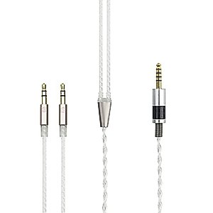 NewFantasia 4.4mm Balanced Male 6N OCC Copper Single Crystal Silver Plated Cable Compatible with Hifiman Sundara, Ananda, Arya, HE400SE, Deva-Pro, HE4XX, HE-400i Headphone (2 x 3.5mm Version)