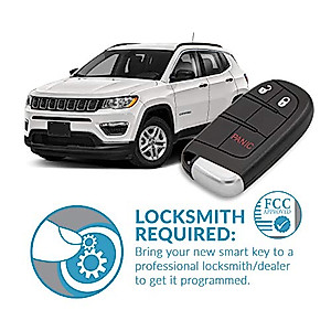 Keyless2Go Replacement for 3 Button Proximity Remote Smart Key for Jeep Compass M3N-40821302 68250335 AB