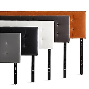 Edenbrook Hawthorne Faux Leather Headboard - Modern -Adjustable Height - Buttonless Tufting, Queen, Black