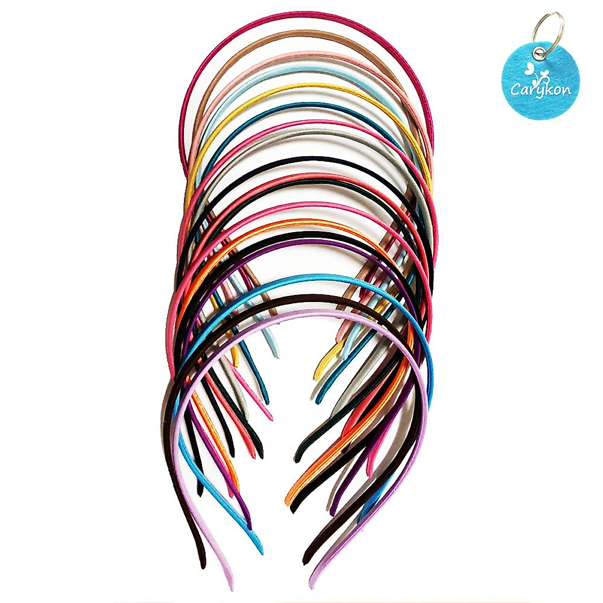 Carykon 20 PCS Women DIY Satin Fabric Covered Ribbon Headbands 5mm Width, Mixed Color.