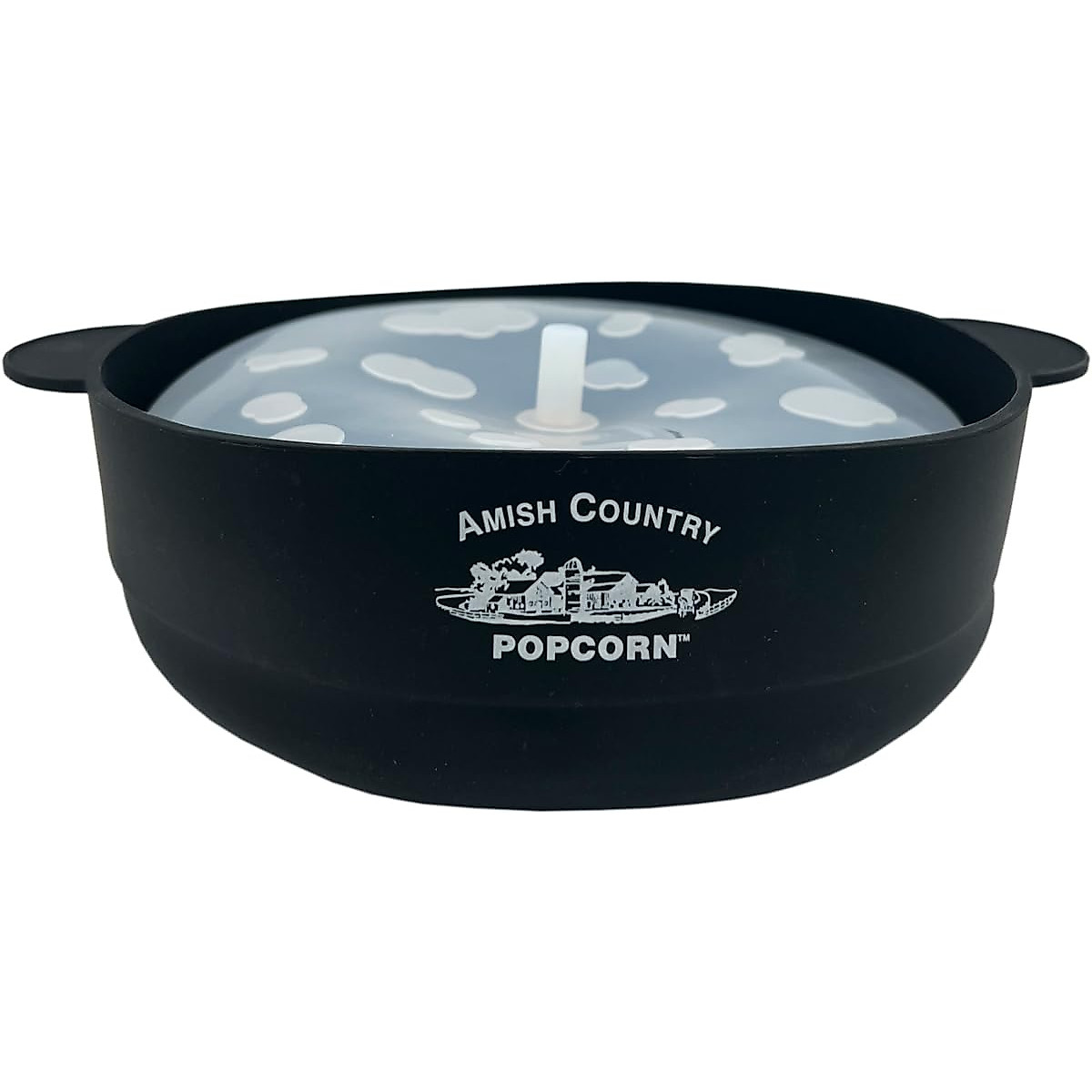 Amish Country Popcorn | Collapsible Silicone Microwave Popper with Customized ACP Logo | BPA and PVC Free Popcorn Bowl with Handles | Dishwasher Safe | Includes 2-2 oz Bags of Kernels (Black)