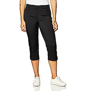 PGA TOUR Women's Tech Capri Golf Pants with Comfort Stretch Waistband (Size 2-18 Plus), Caviar, 6