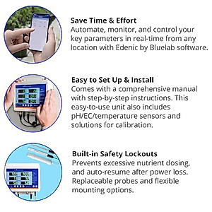 Bluelab CONTPRO Pro Controller for Fully Automated 24/7 Digital Monitor, Dosing, and Data Logging of Hydroponics Reservoir (Base Only, No Pump), includes pH, EC, and temperature probe