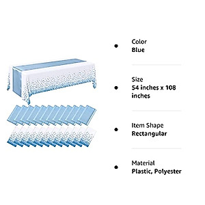 24 Packs Wedding Satin Table Runner Disposable Plastic Tablecloths 54 x 108 Inch Table Cloths for Parties Tablecloth 12 x 108 Inch Table Runners for Wedding Birthday Celebration (Blue)