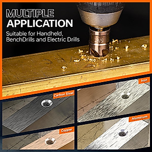 Countersink Drill Bit Set, M35 Cobalt HSS Countersink Drill Bits 6 Pieces 1/4 Inch Quick Change Hex Shank for Metal, Wood, Stainless Steel, Carbon Steel