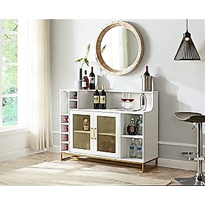 Home Source White Accent Bar Cabinet with Mesh Door