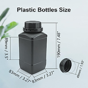 Heyiarbeit 5pcs Plastic Lab Chemical Reagent Bottle 1000ml/34oz Wide Mouth Sample Sealing Liquid Storage Container Black Cap