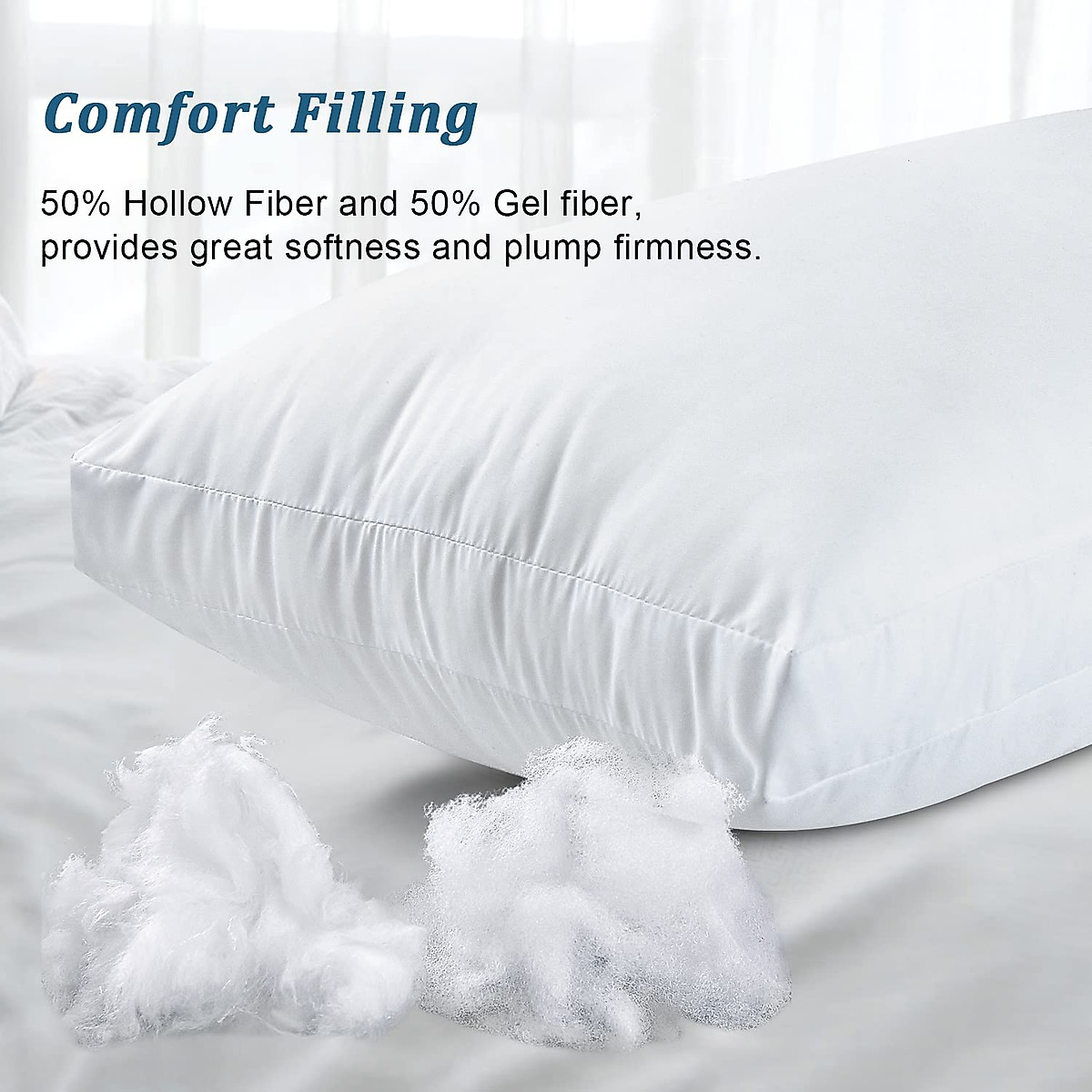 EIUE Bed Pillows for Sleeping 2 Pack Queen Size，Super Soft Down Alternative Microfiber Filled Pillows,20 x 30 Inches,White