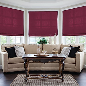 ChadMade Linen Shades, Solid Fabric Blinds Window Thermal Insulated, Room Darkening Blackout Roman Shades for Bedroom, Custom Made Roman Window Shades,Burgundy