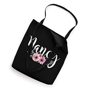 Nancy Name Personalized Floral Pink Black Women Girls Gift Tote Bag