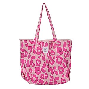 Leopard Shoulder Bag Canvas Beach Bag Fashion Casual Pink Leopard Print tote Bag for Women (Shoulder bag)