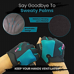 LuxoBike Cycling Gloves Bicycle Gloves Bicycling Gloves Mountain Bike Gloves – Anti Slip Shock Absorbing Padded Breathable Half Finger Short Sports Gloves Accessories for Men/Women