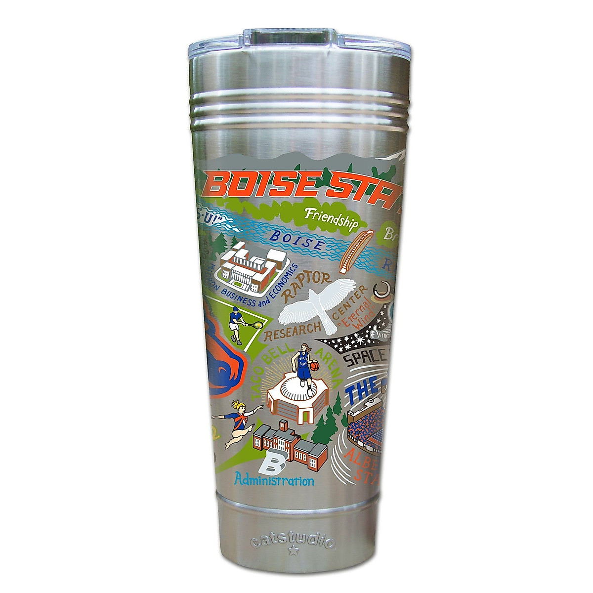 Catstudio Boise State University Collegiate Thermal Tumbler | Triple Wall Insulation With Non Slip Bottom | Great College Travel Cup for Water, Coffee, Tea, or Smoothies