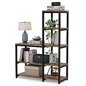 LITTLE TREE Book Shelf for Bedroom, 5-Tier Tall Bookshelf with 3 Display Shelves for Living Room, Wooden Bookcases Modern Free Standing Bookshelves for Office