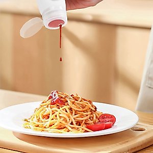 TACYKIBD 4Pcs Squeeze Salad Dressing Bottles, Portable Sauce Condiment Bottles with 2 Cleaning Brush and Food Storage Condiment Bottles with Keychain, Leakproof Dressing to Go for Lunch (1.4oz, 40ML)
