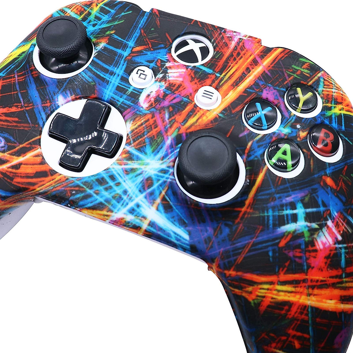 RALAN Controller Skin for Xbox One, Anti-Slip Silicone Controller Cover Protector Case Compatible for Xbox 1 Wireless/Wired Gamepad Joystick with 4 Thumb Grips Caps and Black Pro Thumb Grip x 8