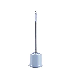 Toilet Cleaning Brush Bathroom Long Handle Stainless Steel with Antique Stand Base Bathroom Accessories (Color : Gray Round)