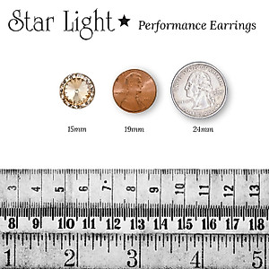 Star Light Crystal Jewelry | Colorful Rhinestone Pierced Earrings for Dance, Pageant, Prom, Performance, Wedding or Special Event Honey/Gold 15mm