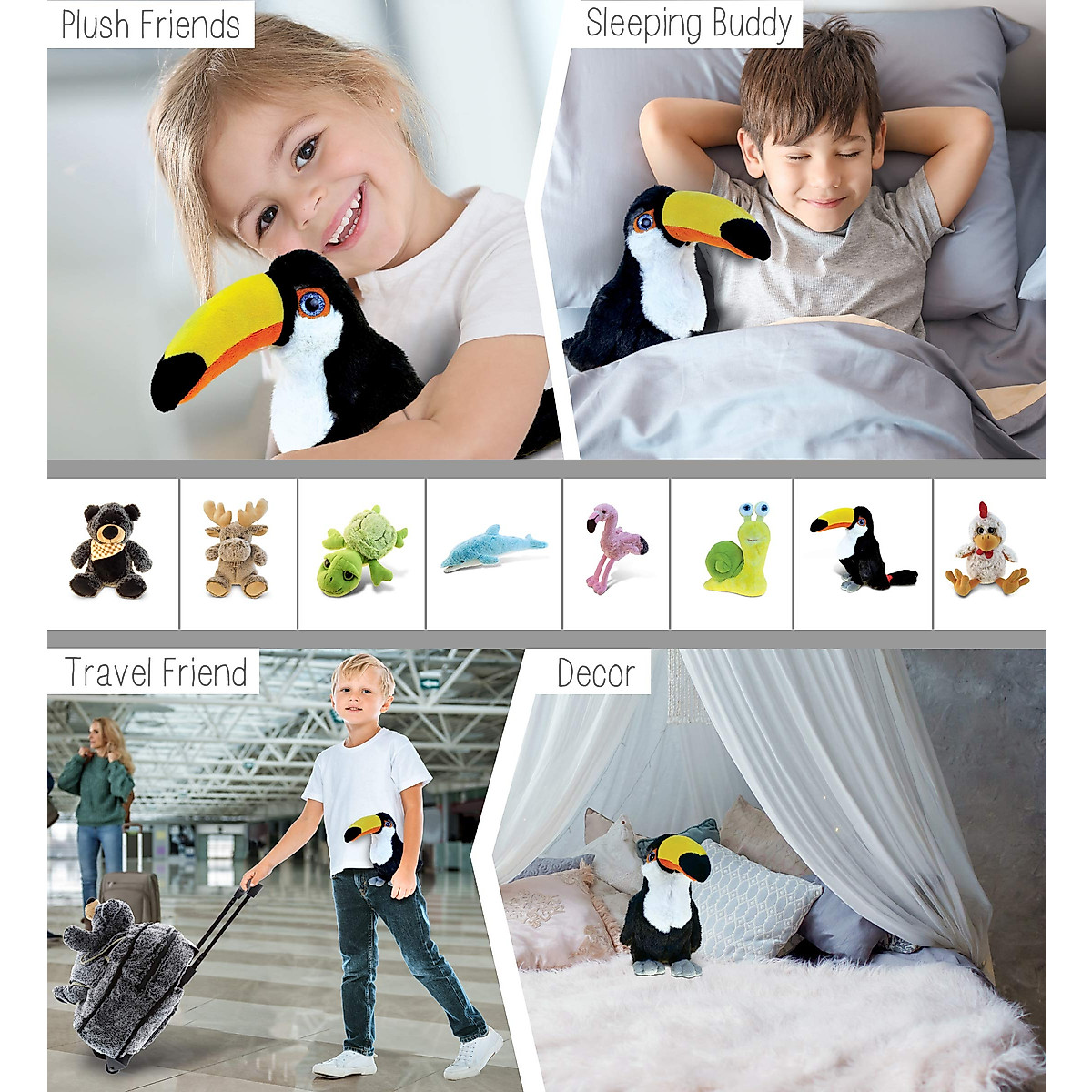 DolliBu Toucan Plush - Super Soft Toucan Stuffed Animal, Cute Tropical Rainforest Animals Figures Bird Plush Toy for Boys and Girls, Adorable Toucan Bird Toy for Kids, Teens, and Adults - 8 Inches