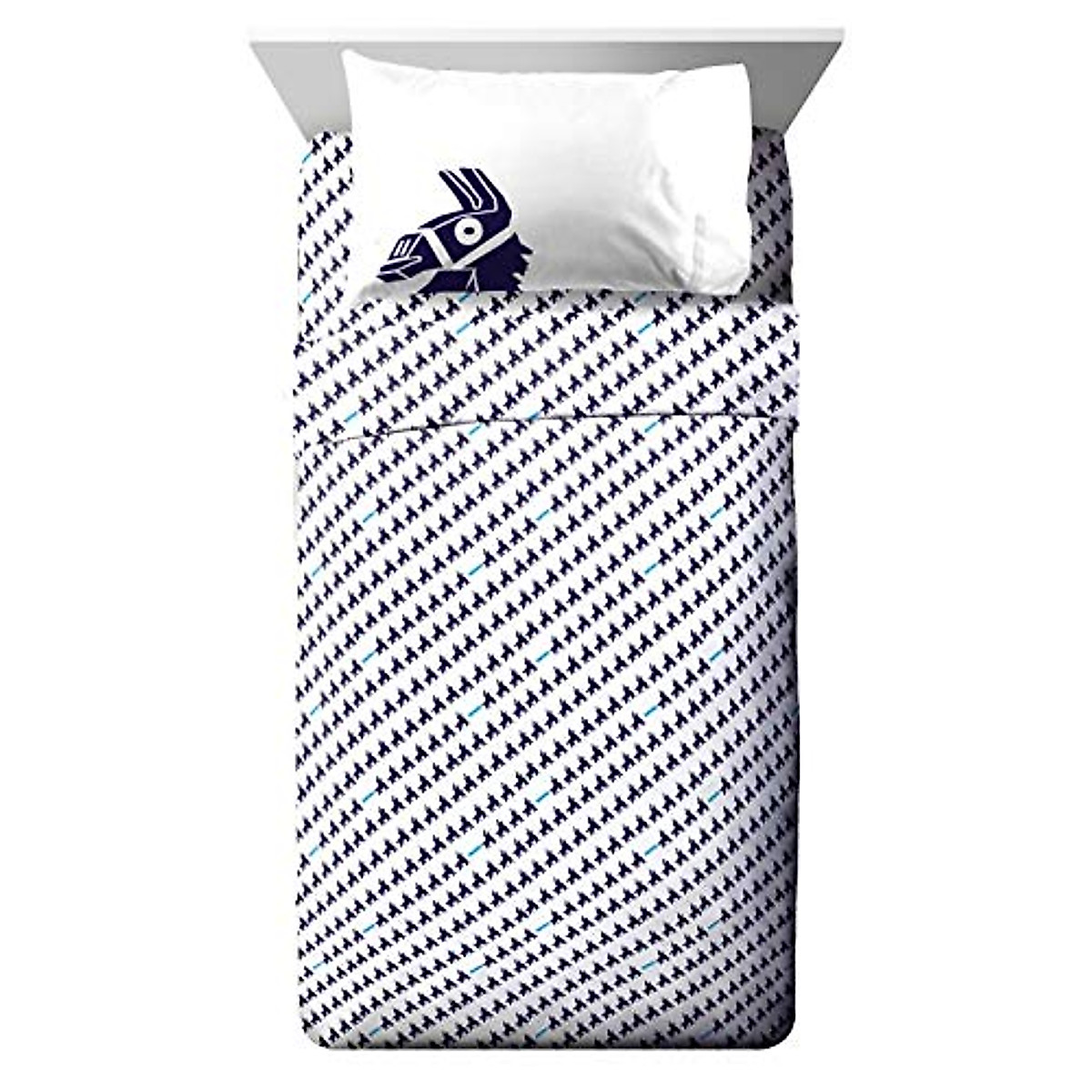 Jay Franco Fortnite Llama Geo 4 Piece Twin Bed Set - Includes Reversible Comforter & Sheet Set - Super Soft Fade Resistant Microfiber (Official Fortnite Product)