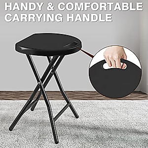 TAVR Portable Folding Stool 18.1 inch Set of 2 Heavy Duty Fold up Stool Metal and Plastic Foldable Stool for Adults Kitchen Garden Bathroom Collapsible Round Stool,440lbs Capacity,Black