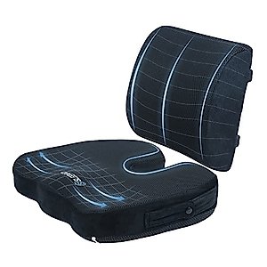 Sleepavo Memory Foam Seat Cushion for Office Chair - Orthopedic Back & Butt Pillow for Sciatica Tailbone Coccyx Hip Pain Relief for Sitting, Gaming, Desk, Car & Airplane - Padded Lumbar Support Pillow