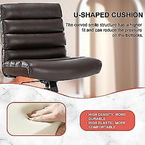 Home Office Desk Chair PU Leather, Excutive Computer Chair No Wheels Modern Office Chair for Bedroom, Game, Study, Brown