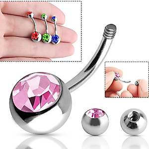 Outee 30 Pcs 14G Belly Button Rings for Women Belly Bars Stainless Steel Navel Piercing Jewelry