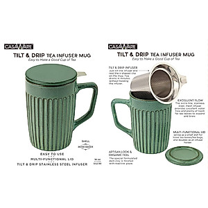 casaWare Shell 18-Ounce Tilt & Drip Tea Infuser Mug (Moss Green)
