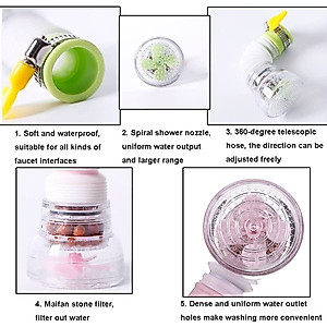 4every 360°Rotating Faucet Nozzle Water Filter 3PCS Filter Sprayer Faucet Water Saving Device Pressurized Shower Faucet Accessories Household Kitchen Faucet Filter Silicone Mouth Long Service Life