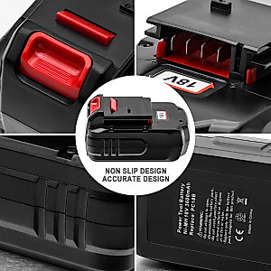 KINGTIANLE Battery for Porter Cable PC18B: Replacement Drill Batteries PCC489N Volt Tools Charger PCMVC 18V Ni-MH 5.0Ah 2 Packs