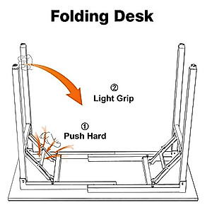 Folding Table Computer Desk, No Assembly Required, Sturdy and Heavy Duty Writing Desk for Small Spaces, Brown