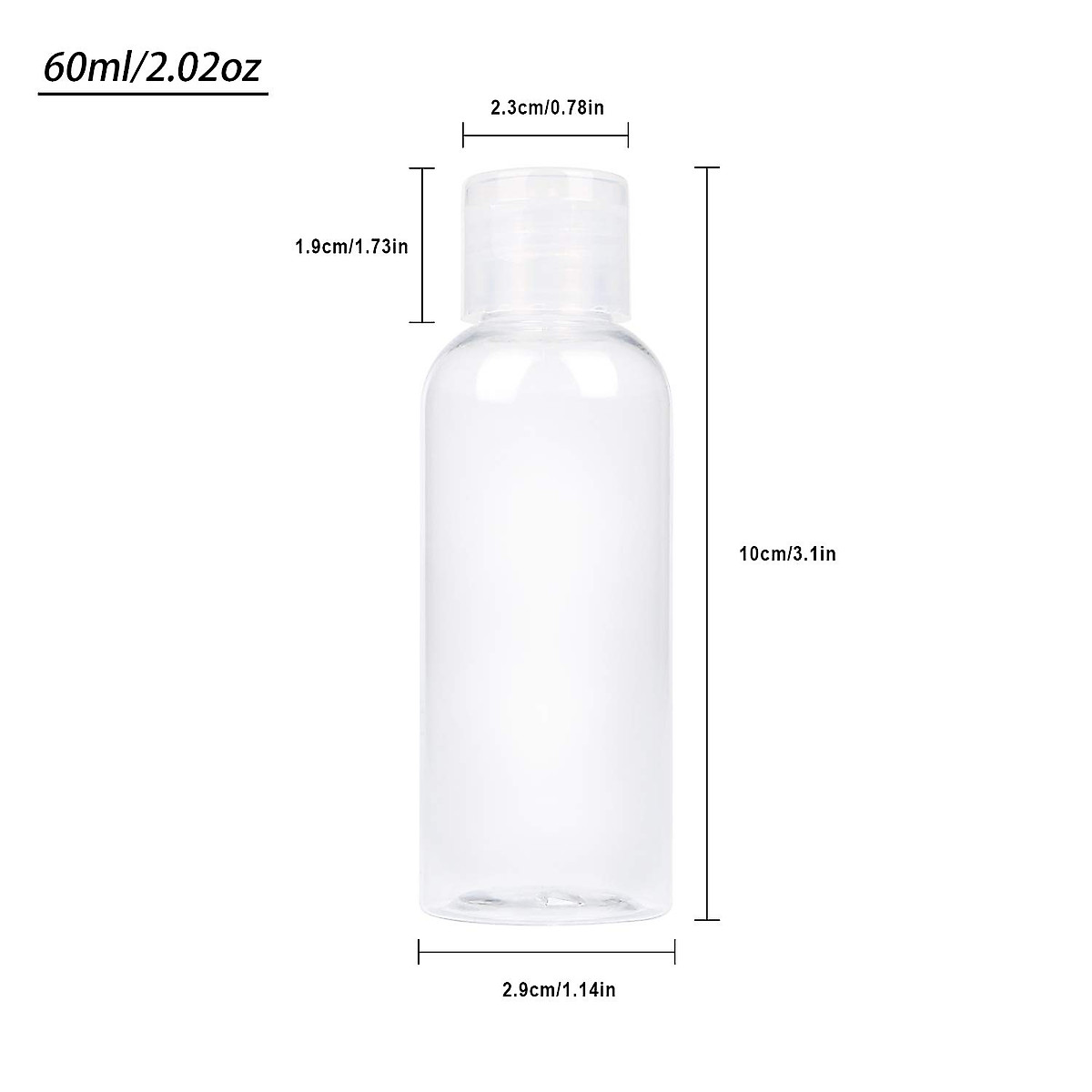 TRENDBOX 12 Pack Plastic Empty Bottles with Flip Cap for Shampoo, Lotions, Liquid Body Soap, Cream (2 oz / 60 ml)