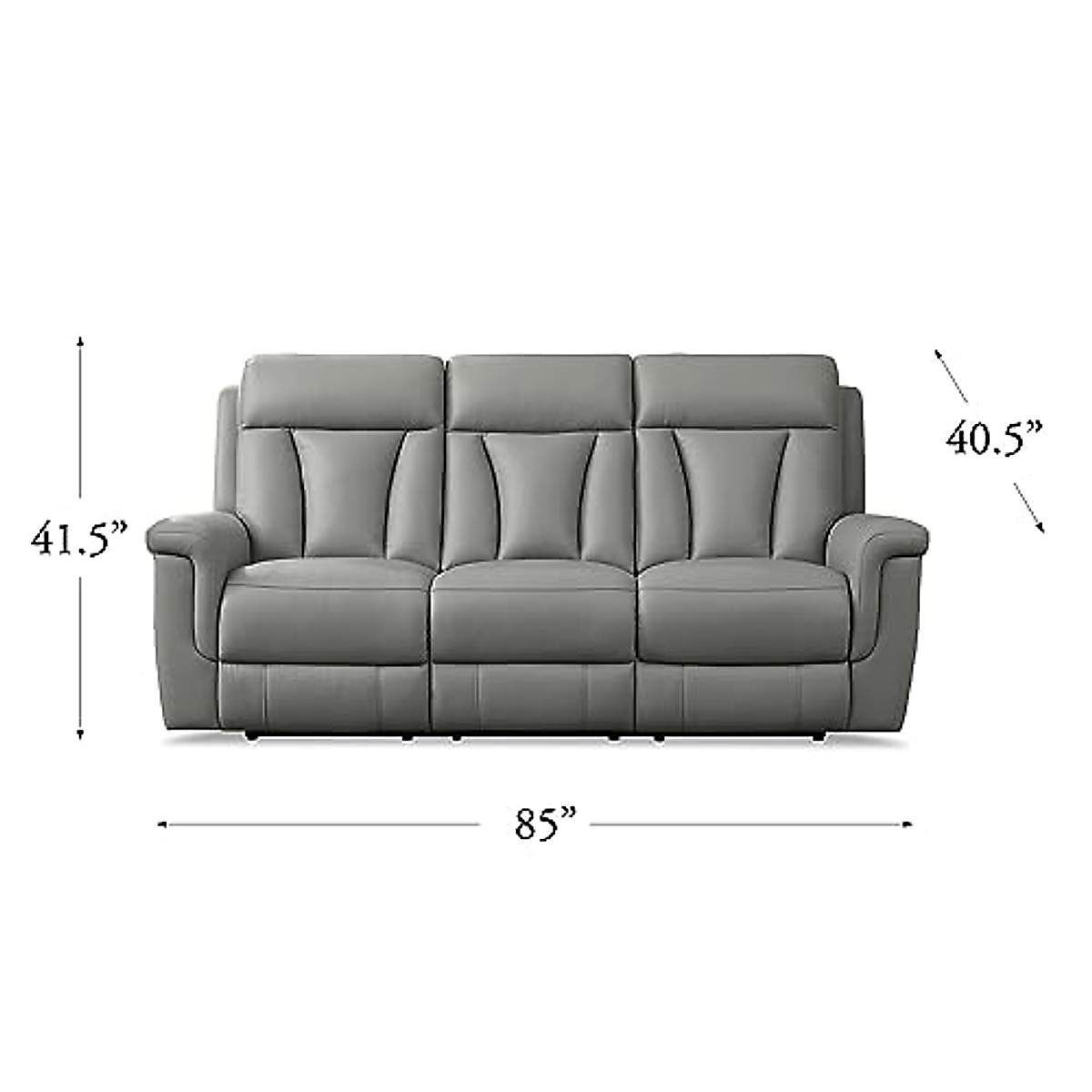 Hydeline Rhapsody Top Grain Leather Power Zero Gravity Reclining Sofa Couch 85", Silver Gray, Memory Foam, Pocket Coils and Control Panel