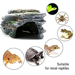 Reptile Resting Terrace Tortoise Climbing Platform Shale Scape Step Ledge, Reptile Cave Hideout Leopard Gecko Accessories Decorations, Great for Reptiles, Amphibians, Bearded Dragons, Lizard, Frogs
