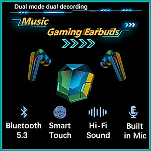 TWS Wireless Earbuds in-Ear Headphones Music Earphones Stereo Sound Bluetooth 5.3 Headset with Mic Game & Music Mode Waterproof IPX7 Fast Charging