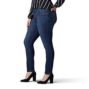 Lee Women's Plus Size Sculpting Slim Fit Skinny Leg Pull on Jean, Landslide, 18W Petite