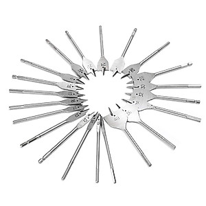 AkoMatial 6-40mm Flat Wood Industrial Drill Bits Carbon Steel Spade Drill Bits Shank Cutter Carpenter Tool for Craftsman 19mm