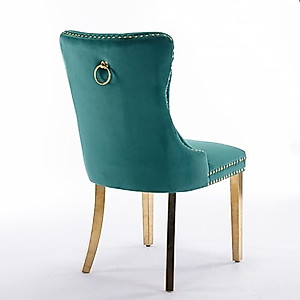 Wycian Sectional Sofa Chair, Green Chair Vanity 2PCS Green Seat Height 20" Velvet Foam 24.6" L 19.7" W 37.5" H Living Room Bedroom Dining Rooms