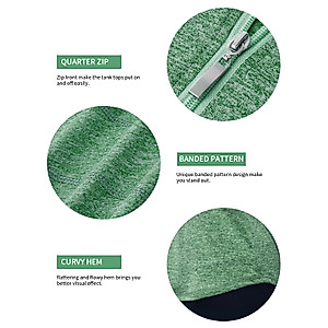 Tanst Sky Women's Golf Shirt, Sleeveless Pickleball Outfits for Women Moisture Wicking Quarter Zip Stretchable Tank Tops Ladies Solid Tennis Running Workout Athletic Activewear Dark Green Large