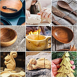 Wood Carving Tools Set,Detail and Hook Carving Knife Kit for Beginners,Trimming Knife for Spoon Bowl Cup Woodwork,Round Handle Design and 6pcs SK2 Carbon Steel Wood Carving Knives（10pcs）