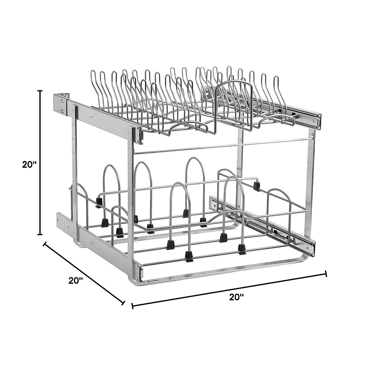 Knape & Vogt Simply Put 20-in W x 19.75-in 2-Tier Pull-Out Cookware Organizer, 20 Inch, Frosted Nickel