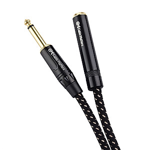 Cable Matters 2-Pack 1/4 Inch Mono TS Extension Cable in Black - 6 Feet / 1.8 Meters, Guitar Extension Cable, 1/4 Instrument Extension Cable