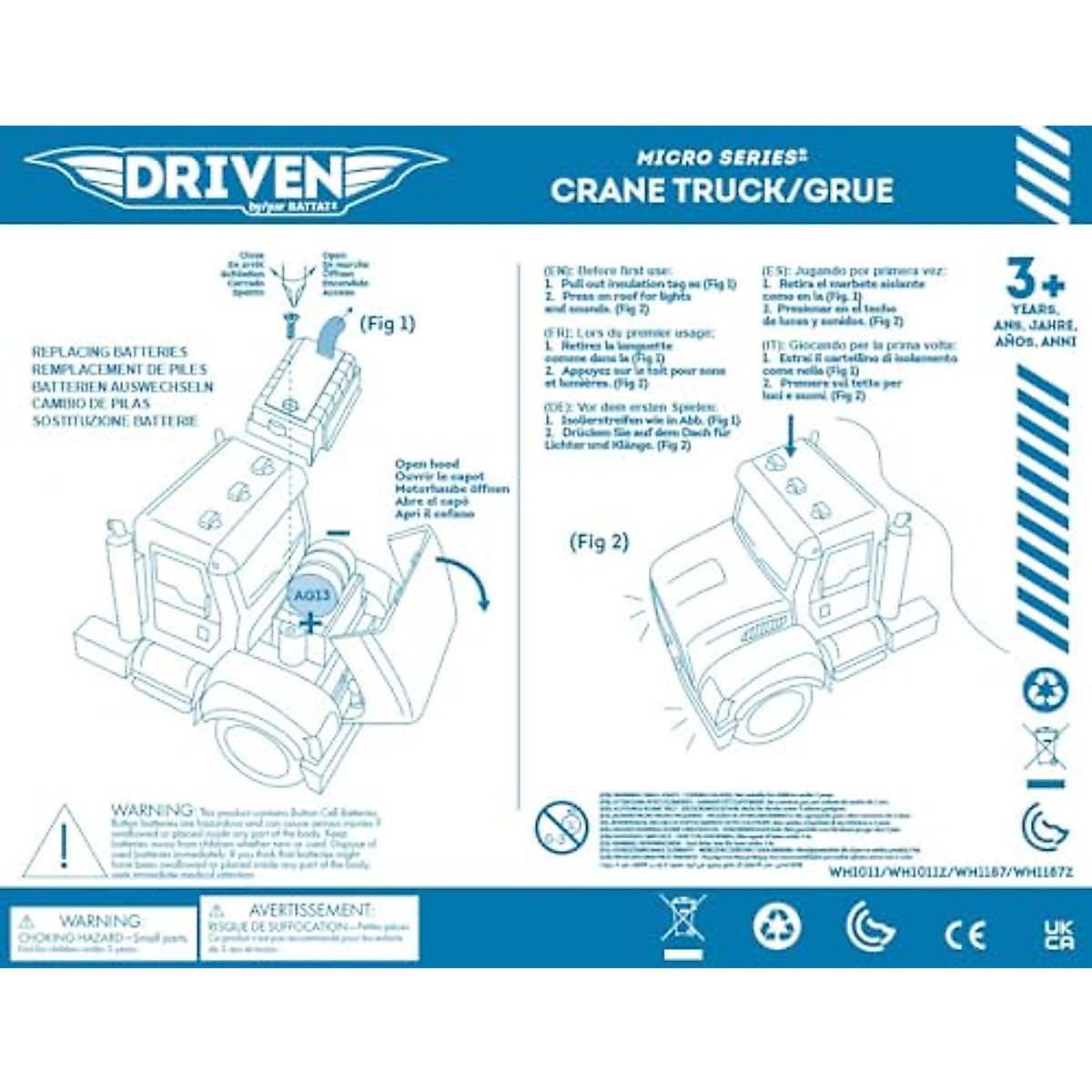 DRIVEN by Battat – Micro Crane Truck – Toy Crane Truck with Lights, Sounds and Movable Parts for Kids Age 3+ , Yellow