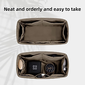 DGAZ Purse Organizer Insert，Silk Bag Organizer，Luxury Handbag & Tote Shaper Fits Lindy 19/26/30/34 Bags（Etoupe grey，LD19）
