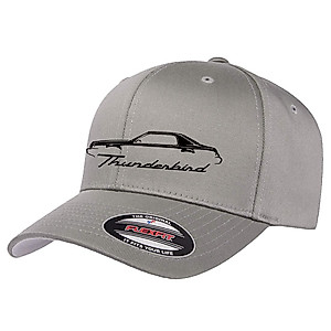 1983-88 Ford Thunderbird Outline Design Flexfit 6277 Athletic Baseball Fitted Hat Cap Grey L/XL